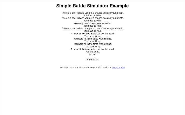 Simple Battle Simulator Example ― Perchance Generator