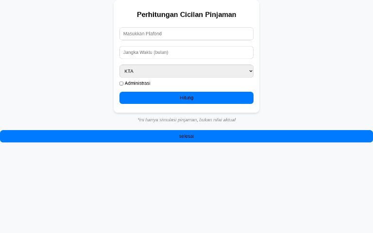 Perhitungan Cicilan Pinjaman ― Perchance Generator