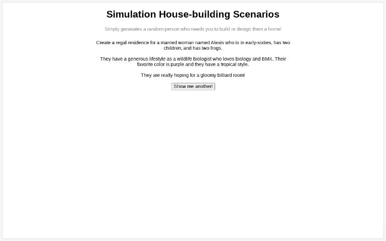 Simulation House-building Scenarios ― Perchance Generator