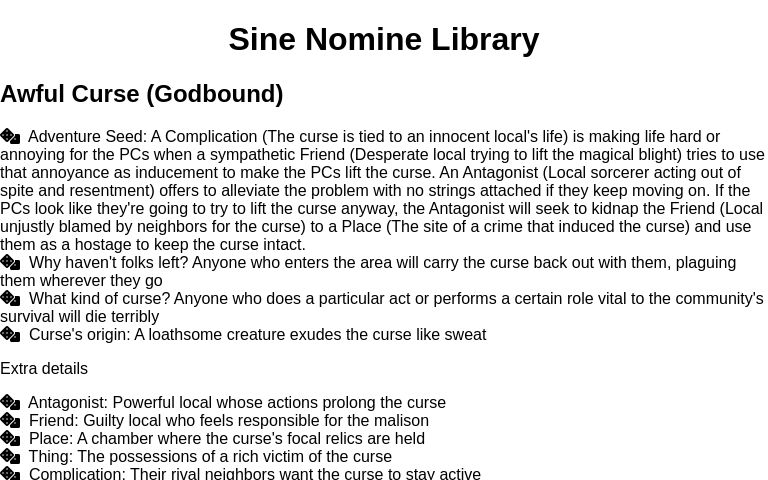 Sine Nomine Library ― Perchance Generator