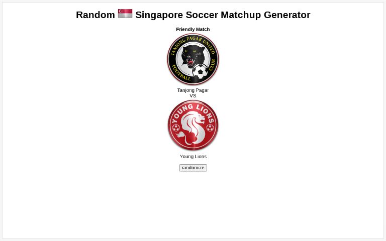 Random Singapore Soccer Matchup Generator