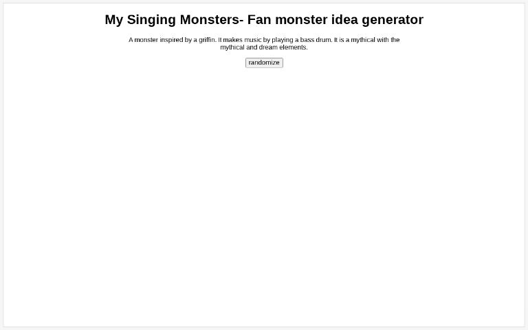 My Singing Monsters- Fan monster idea generator