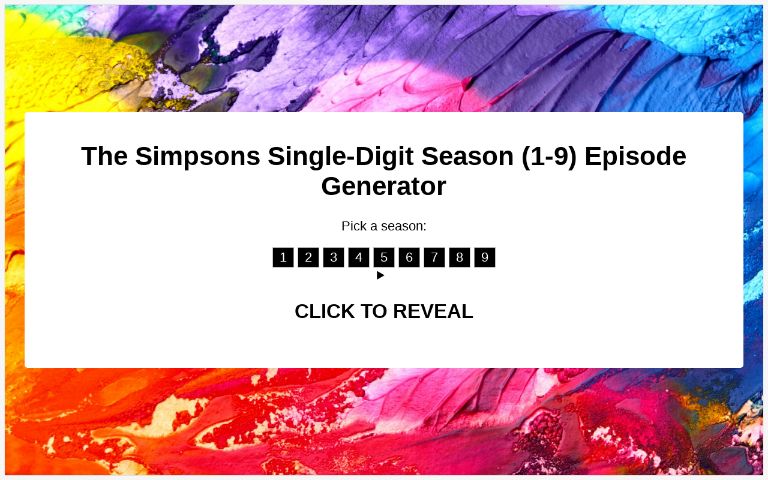 The Simpsons Single-Digit Season (1-9) Episode Generator