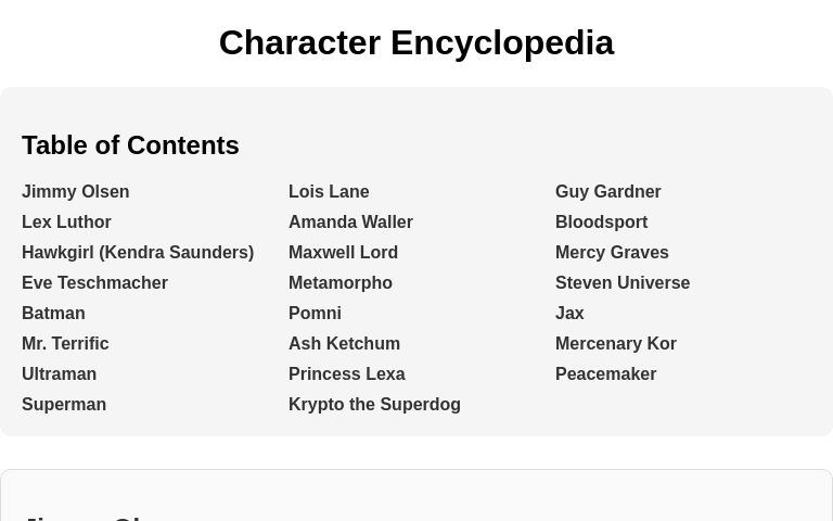 Character Encyclopedia ― Perchance Generator