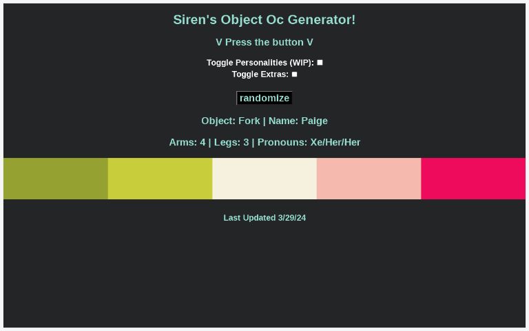 Siren's Object Oc Generator!