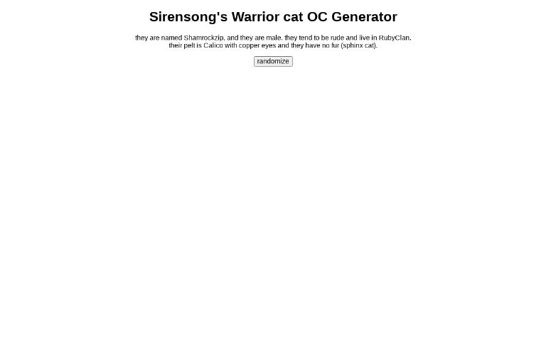 Sirensong's Warrior cat OC Generator