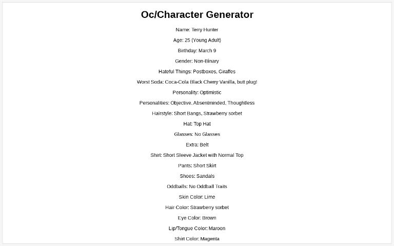 Oc/Character Generator