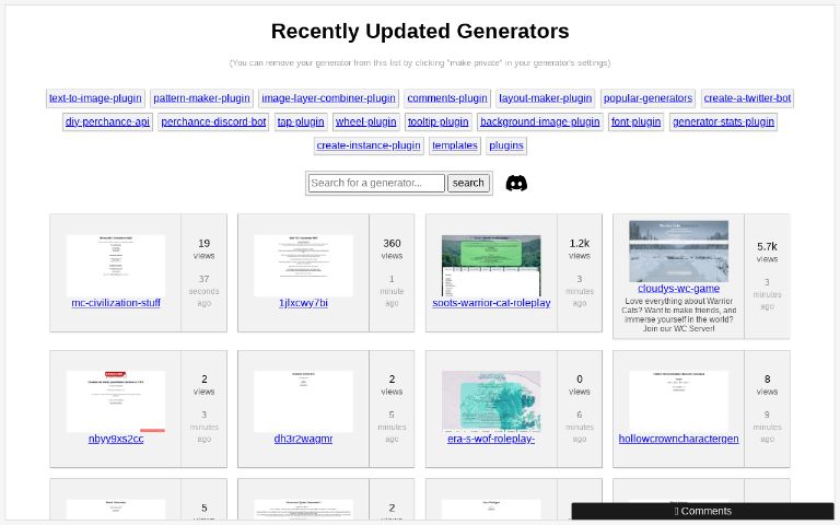 Recently Updated Generators