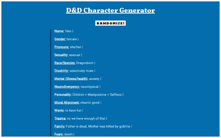 D&D Character Generator