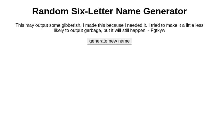 Random Six-Letter Name Generator