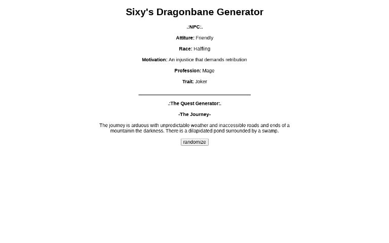 Sixy's Dragonbane Generator