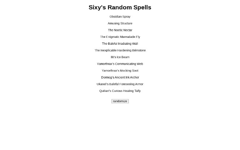 Sixy's Random Spells ― Perchance Generator