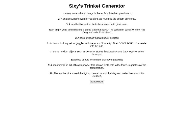 Sixy's Trinket Generator