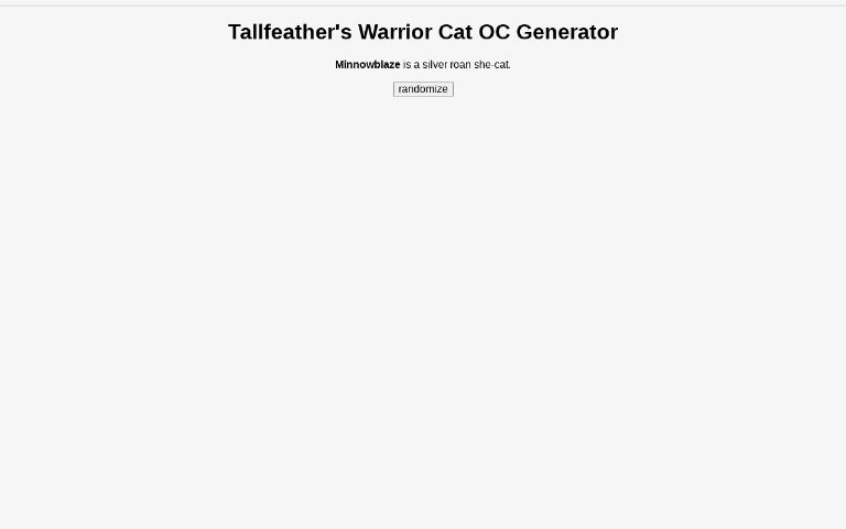 Tallfeather's Warrior Cat OC Generator
