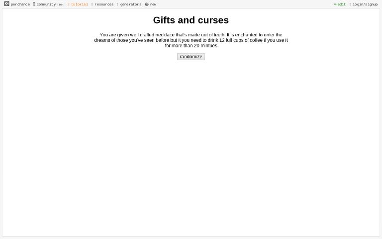 Gifts and curses ― Perchance Generator