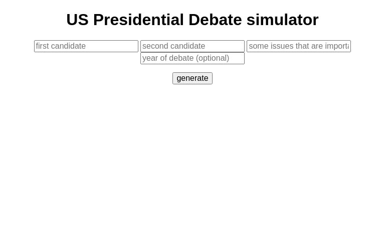 US Presidential Debate simulator ― Perchance Generator