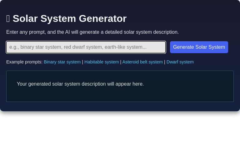 🌌 Solar System Generator