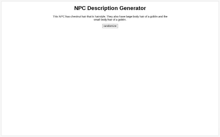 NPC Description Generator