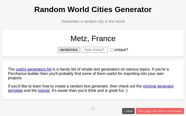 Random World Cities Generator