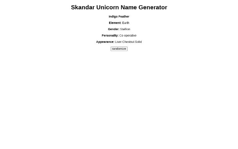 Skandar Unicorn Name Generator