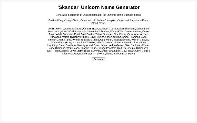 'Skandar' Unicorn Name Generator