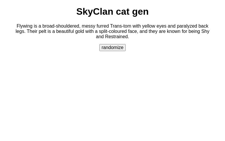 SkyClan cat gen