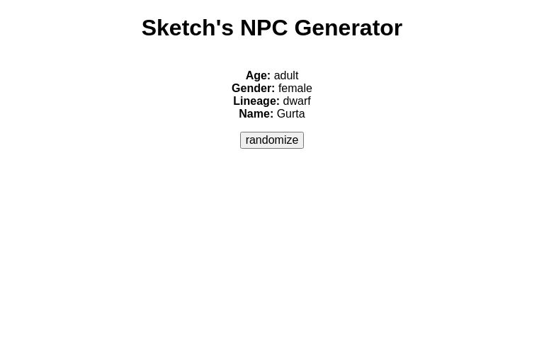 Sketch's NPC Generator