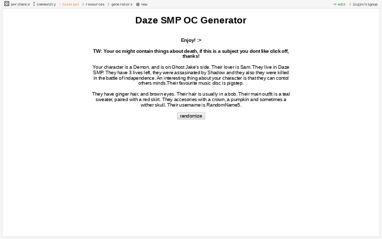 Daze SMP OC Generator