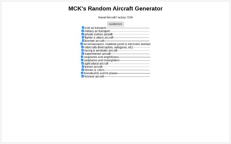 MCK's Random Aircraft Generator