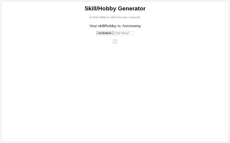 Skill/Hobby Generator