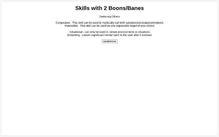 Skills ― Perchance Generator