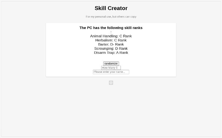 Skill Creator ― Perchance Generator