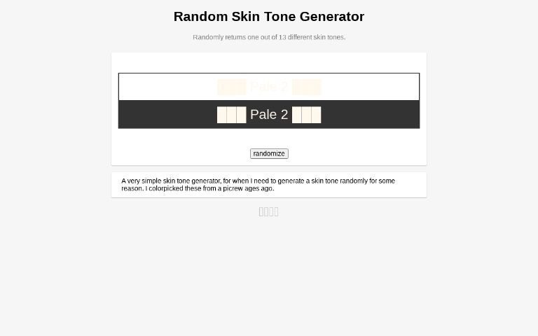 Random Skin Tone Generator