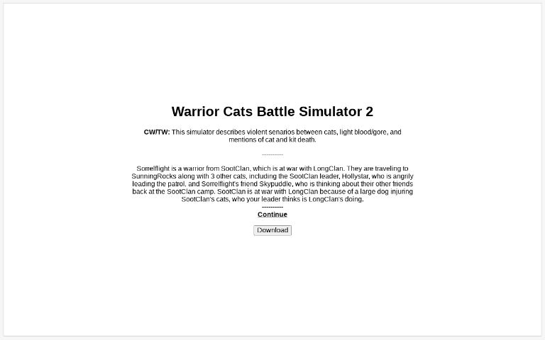 Warrior Cats Battle Simulator 2 ― Perchance Generator