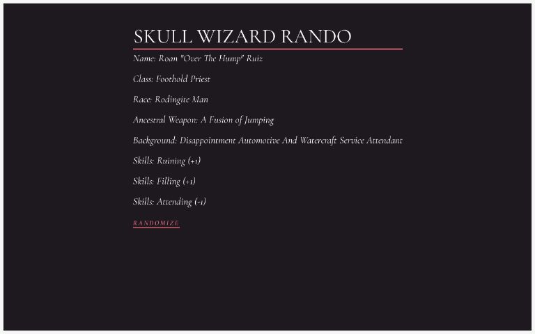 Skull Wizard Rando Character ― Perchance Generator