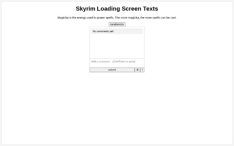 Skyrim Loading Screen Texts ― Perchance Generator