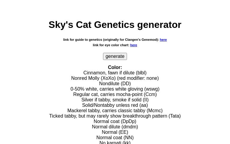 Sky's Cat Genetics generator