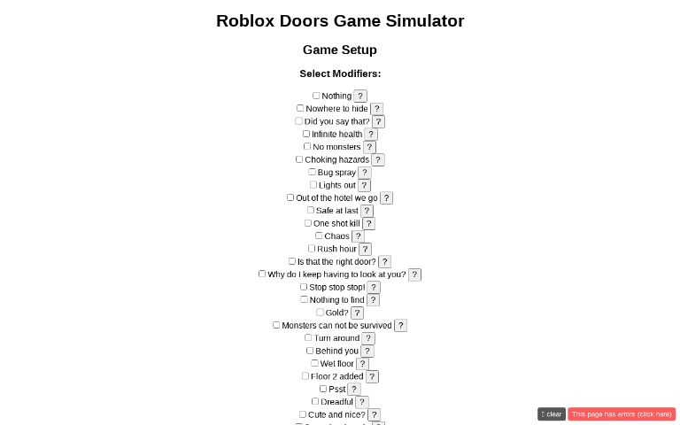 Roblox Doors Game Simulator ― Perchance Generator