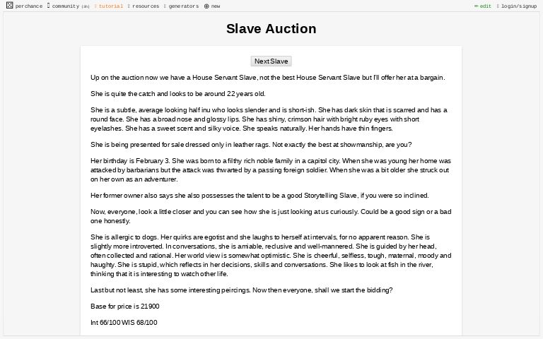 Slave Auction ― Perchance Generator
