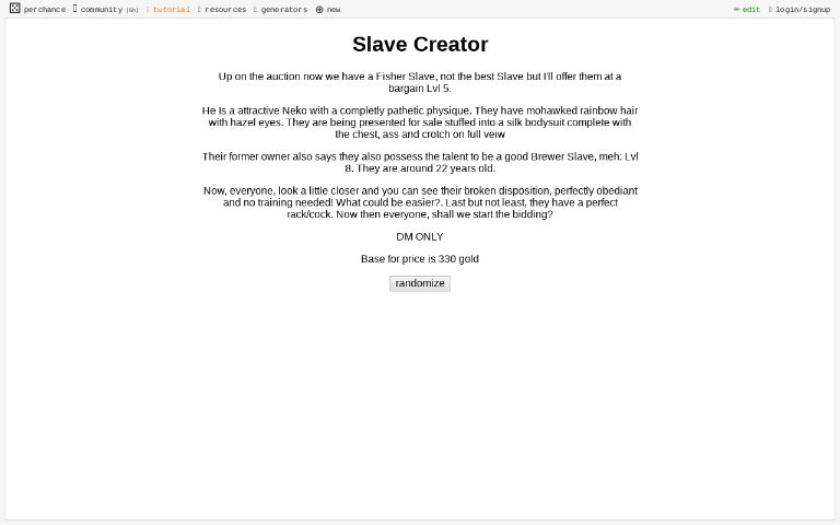 Slave Creator ― Perchance Generator