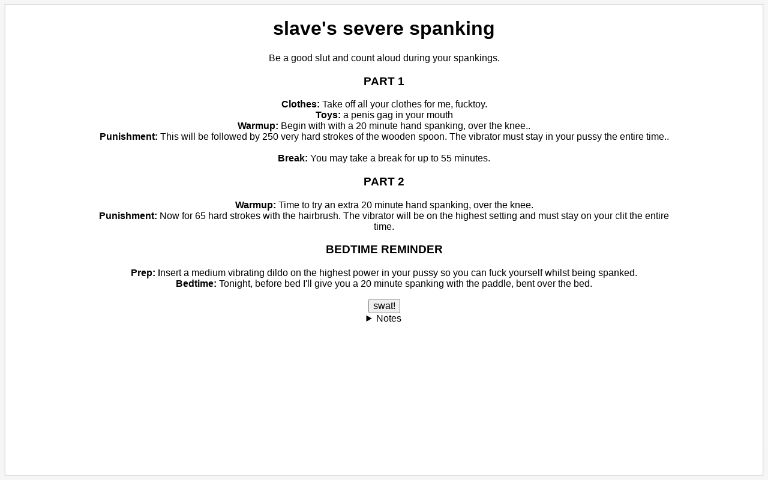 slave's severe spanking ― Perchance Generator
