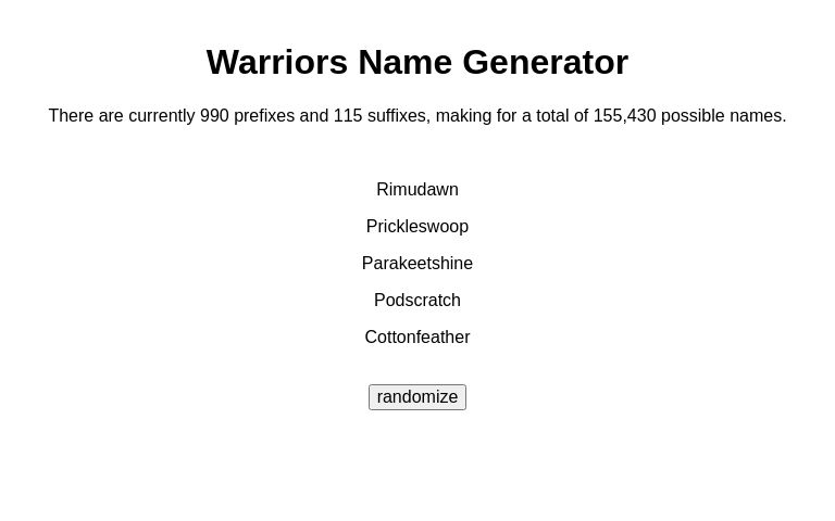 Warriors Name Generator
