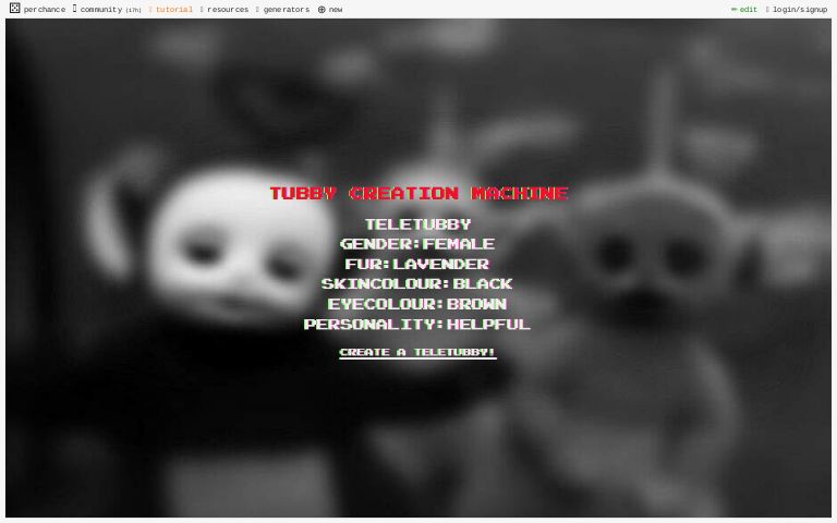 Tubby Creation Machine ― Perchance Generator