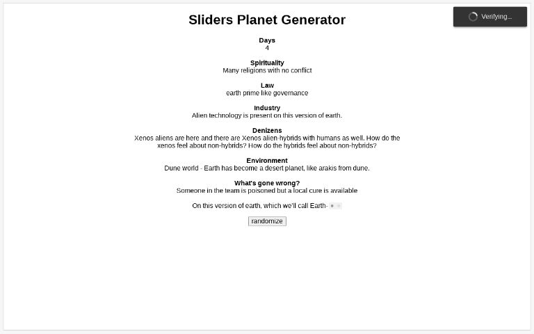 Sliders Planet Generator