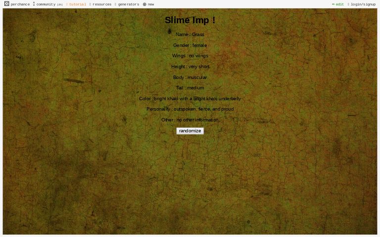 Slime Imp ! ― Perchance Generator