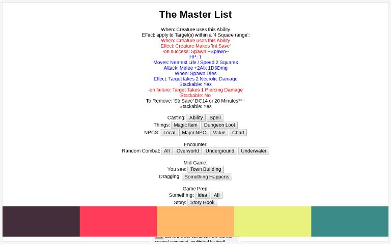 The Master List ― Perchance Generator
