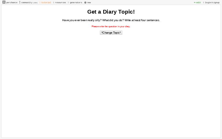 Get a Diary Topic! ― Perchance Generator