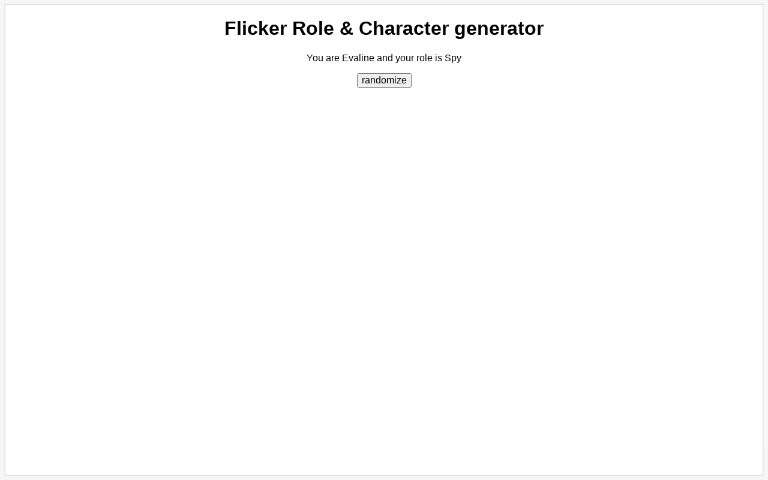Flicker Role & Character generator