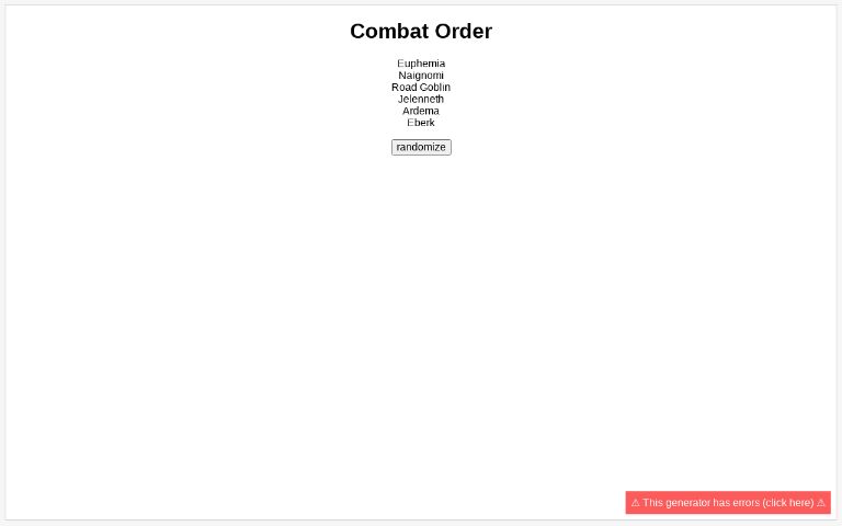 Combat Order ― Perchance Generator