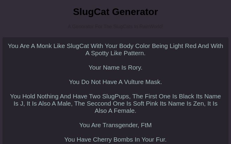 SlugCat Generator